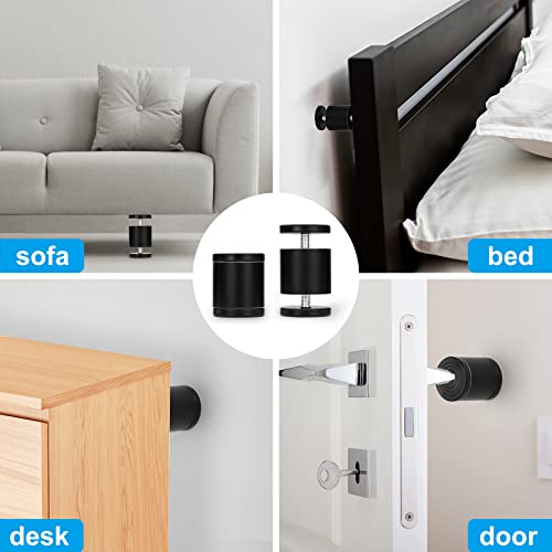 Yunnix 2PCS Adjustable Headboard Stoppers,Upgraded Version Bed Frame Anti-Shake Tool,Bed Wall Stoppers for Headboard, Cabinets and Sofas,Easy Install(Black , 2.36-3.15inch