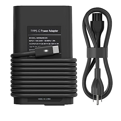 Replacement for DELL Laptop Charger USB C 65W 45W Latitude 5420 5520 7420 7490 3520 3420 3310 7400 Dell-Chromebook-3100 5190 3300 3380 3400 3500 5300 XPS 13 Type C Fast Computer Power Cord AC Adapter