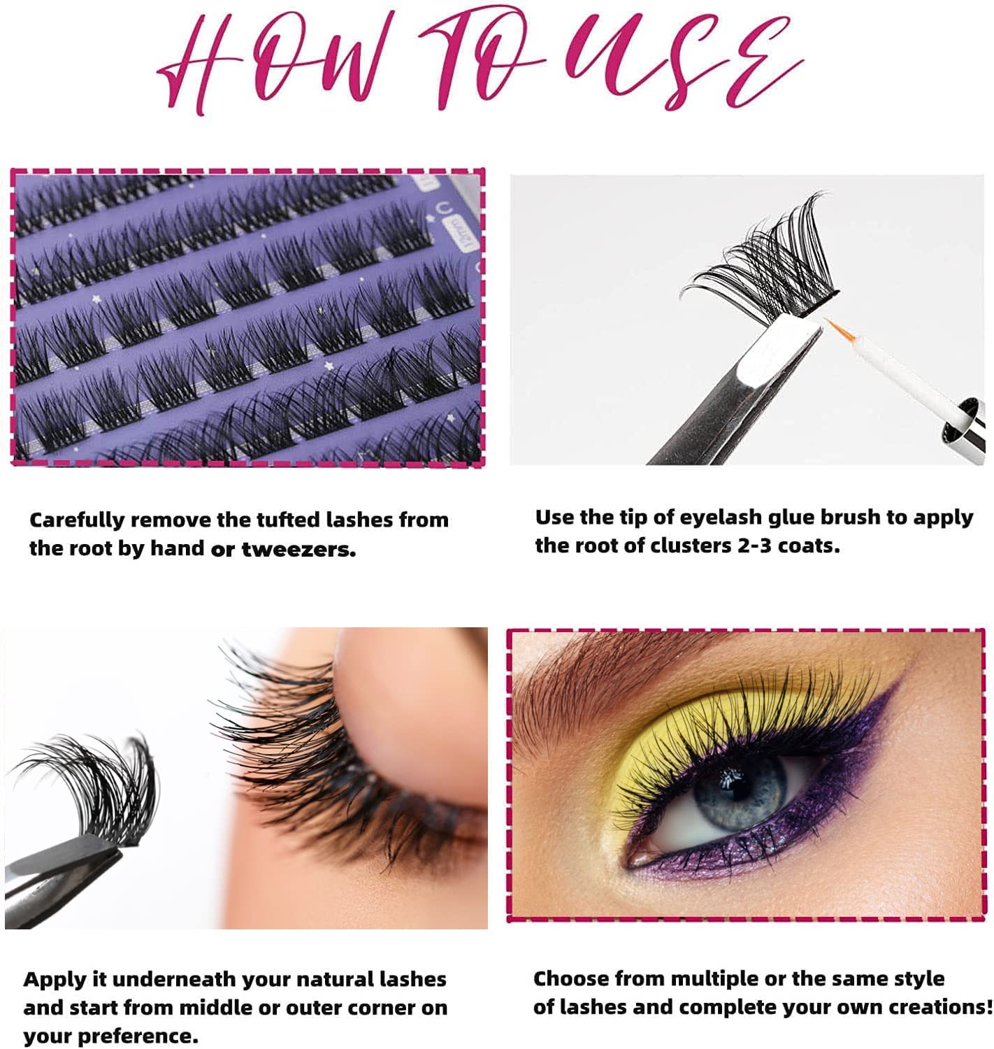 Individual Lashes False Eyelashes 45 Cluster Lashes Eyelash Extension Kit with Lash Glue DIY Wispy Fluffy Lash Clusters Reusable Natural Soft Eyelashes Thin Band C CC D Curl 10-16MM