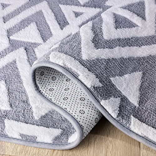 Memory Foam Area Rugs 4'X6' for Bedroom, Room, Plush Geometric Textured Carpets for Kids Room, Shaggy Washable Rug for Nursery Dorm Room Decor, Grey