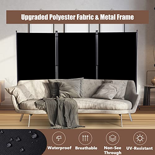YASRKML 3 Panel Room Divider, Folding Privacy Screen for Home, Dorm, Office, Partition Room Dividers Separators, Freestanding Room Divider Screen Fabric Panel 102x71.3'', Black
