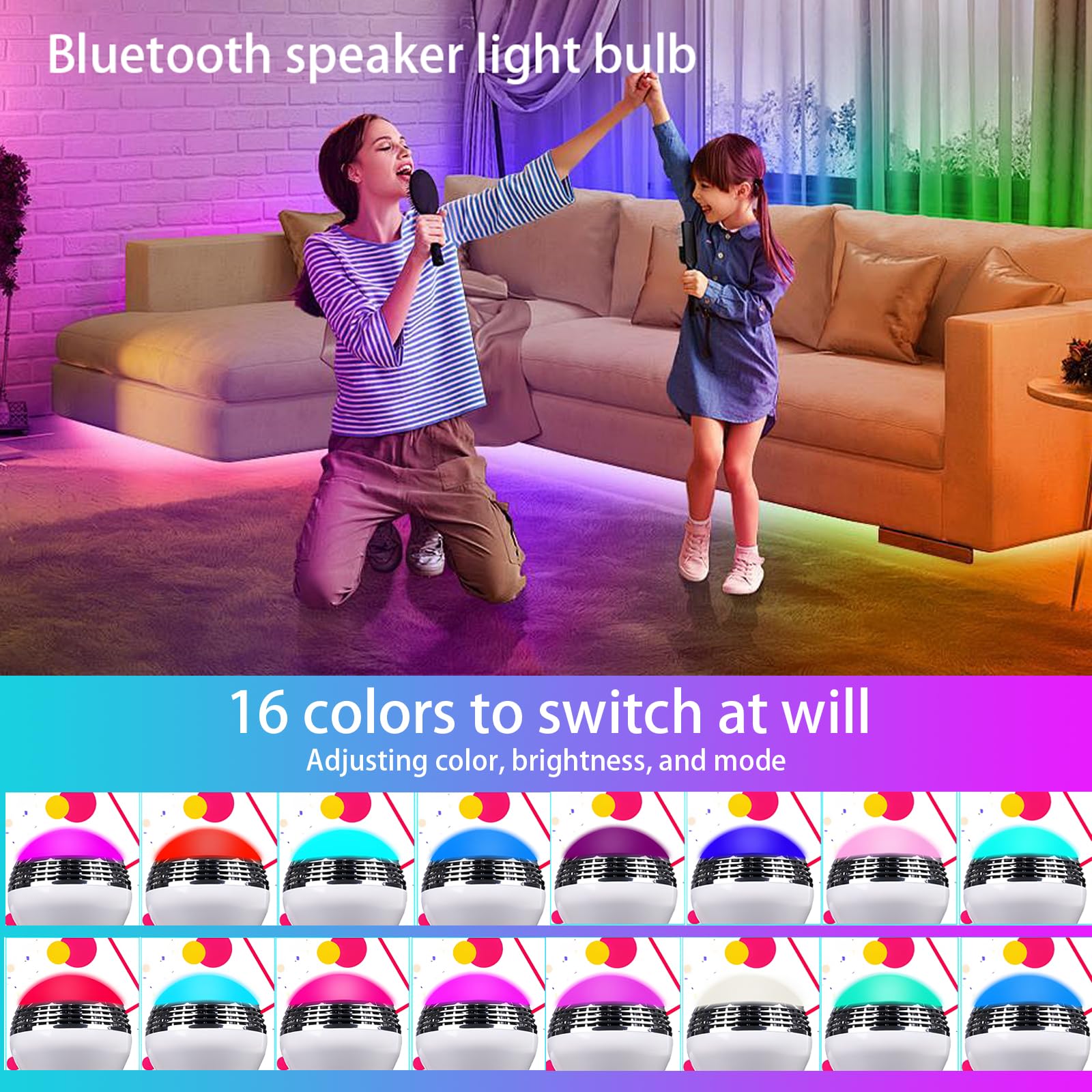 IYUNIOT led Music Light Bulb,Smart 9W Bluetooth Speaker Light Bulb Color Changing Light with Remote,Timer Light Dynamic Music Sync Mode-Birthday Party Room Home Decoration 1 Pack