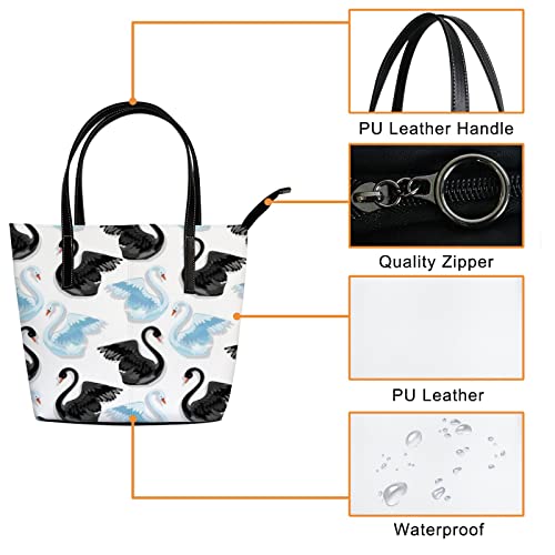 Fashionable women's handbag tote bag, Swan Pattern 1printed shoulder bag is light and durable