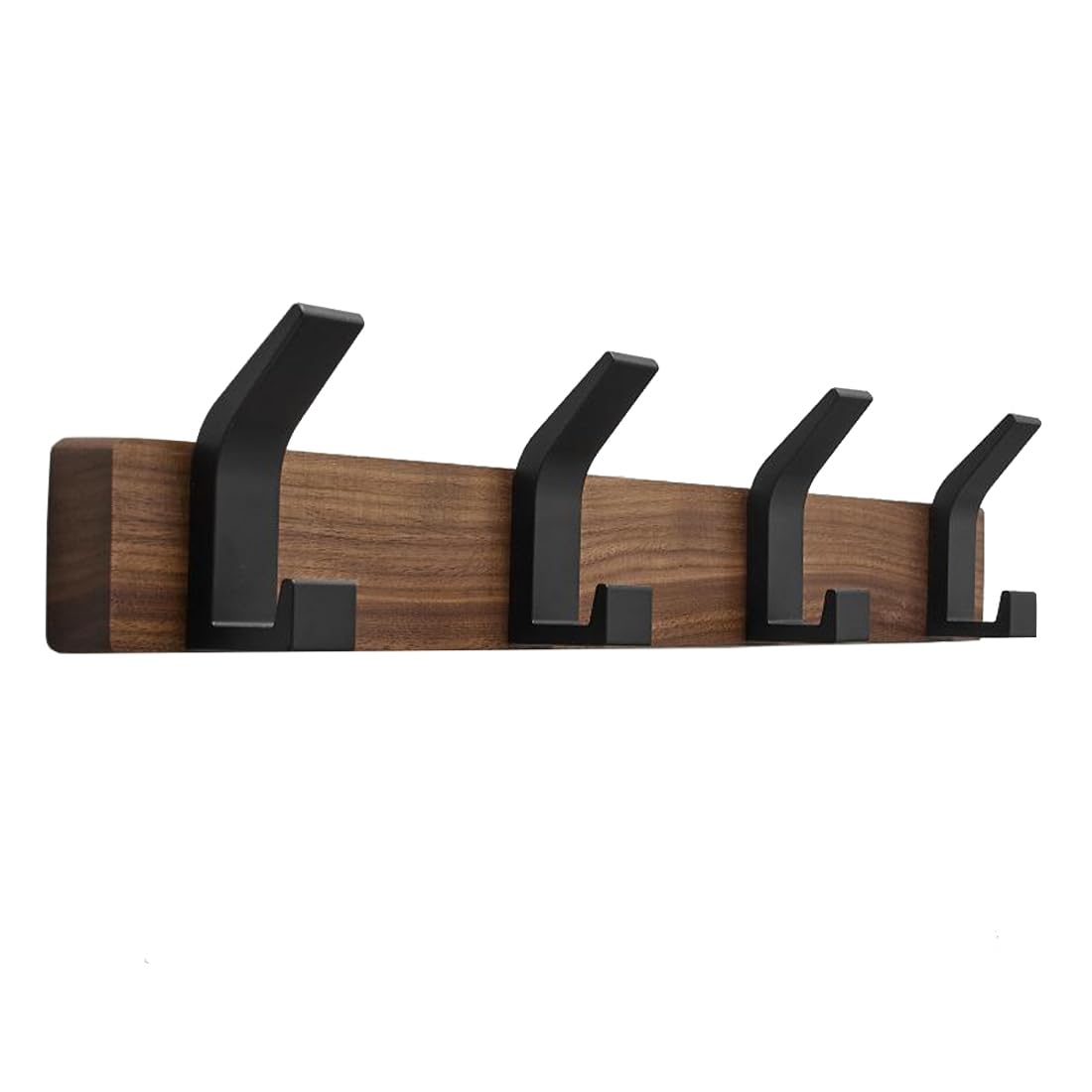 Jadorn Coat Rack Wall Mount - 15.7 Inches Walnut Wood Coat Hooks Coat Rack Wall Mount with 4 Hooks Black Aluminum Coat Hooks for Hanging Coat Hat Bag Hat Rustproof Coat Hanger