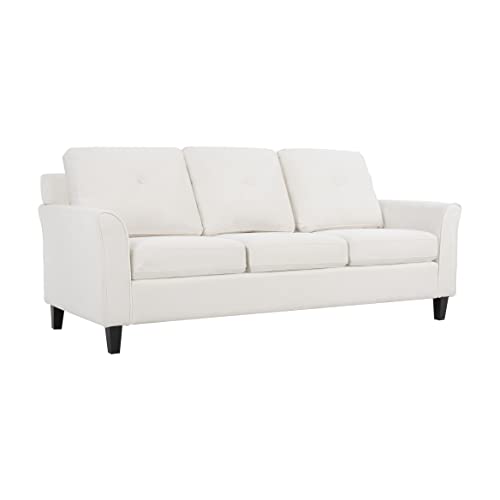Raelynn Button Tufted Sofa Affordable Cream Modern Sofa for Budget-Conscious Buyers Microfiber Couch for Small Spaces Durable Sturdy Living Room Furniture Tool-Free Assembly and Easy Maintenance