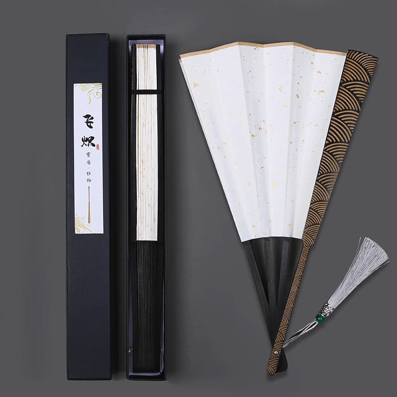 DTBBKsy 10 inch Ocean Wave Pattern Folding Fan Classical Chinese Style Engraving Retro Style Folding Fan Hand Fan Folding Fan (Color : 2)