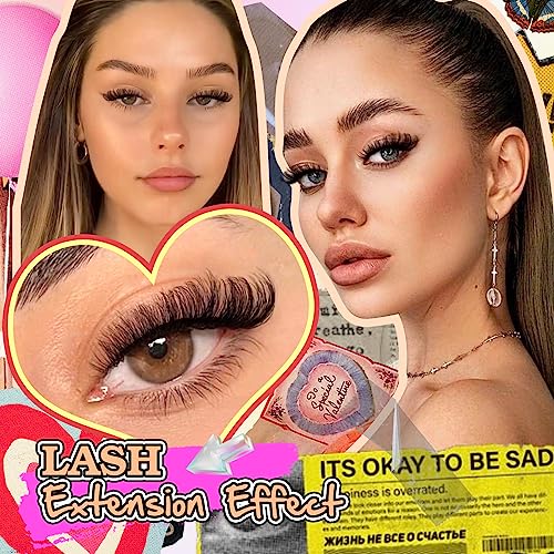 DIY Lash Extension Kit with Lash Bond and Seal, Cluster Individual Lashes Kit With Strong Lash Bond and Seal Lash Tweezers DD Curl Fluffy DIY Eyelash Extension Kit at Home
