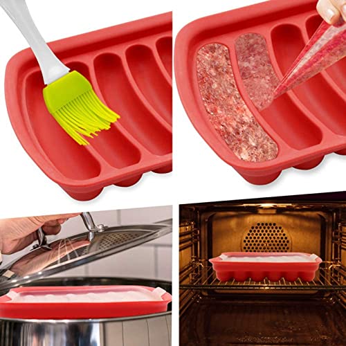 YYYFEI Hot Dog Silicone Mold,6 Cavity Hot Dog Silicone Mold,Sausage Mold for DIY Homemade Hot Dogs,Bread, Candy, Chocolate and Cake,4pcs