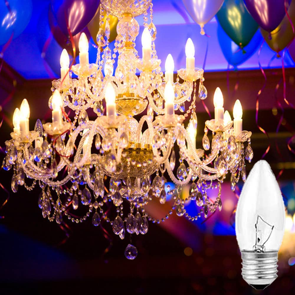 lingruiyi 40W Incandescent Torpedo Tip Chandelier with Crystal Clear Incandescent Light Bulbs,Flame Tip Light Bulbs, Tip Light Bulb and Medium E26 Candelabra Base (8PACK)