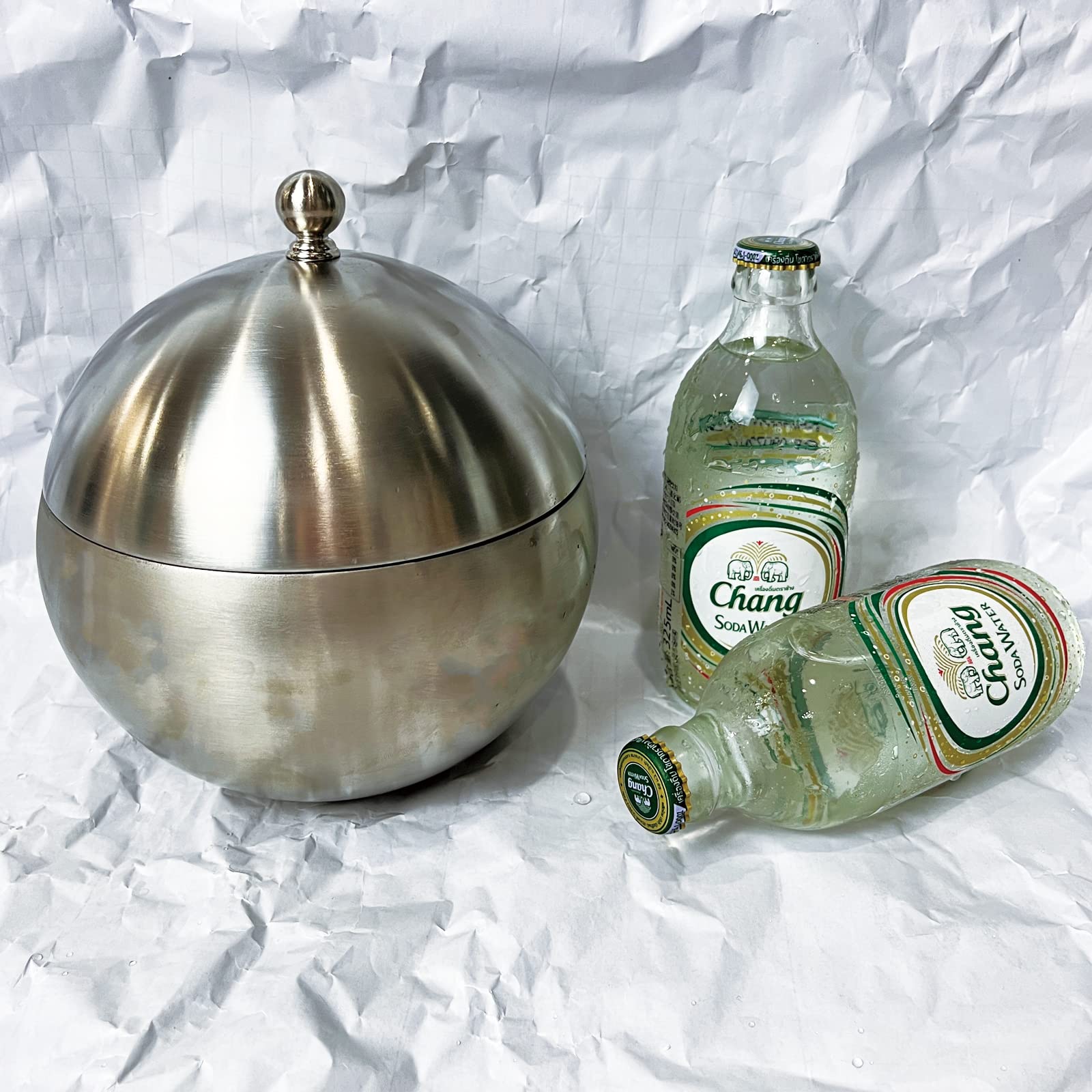 Ice Bucket with Lid Double Insulation Stainless Steel Ice Box Container Storage Box Household Kitchen Barrel Restaurant Bar Tableware Accessories