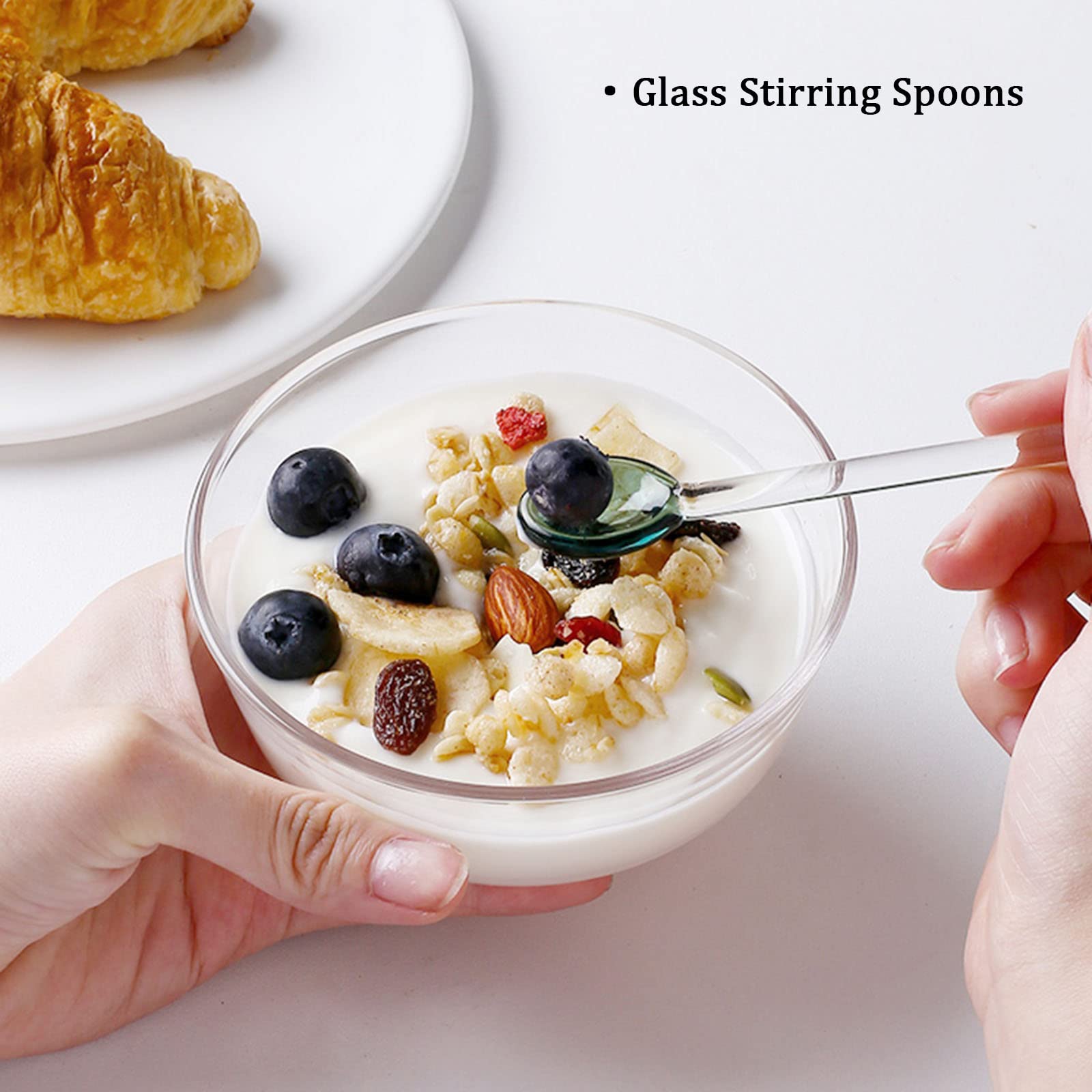 Generic 5Pcs Glass Stirring Spoons Heat Resistant Mixing Rod For Coffee Tea Yogurt Ice Cream Cocktail Cold Drink Salt Sugar Appetizers And Desserts