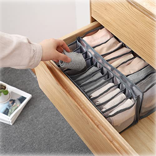 YZYANZI Socks Pants T-shirts Clothes Drawer Organizers Dividers For Drawer Folded Clothes Clothing (7 Packs - 2x Socks Grid-11+ 1 x Bra Grid-6 + 2 x Underwear Grid-7 Small + 2 x Legging Grid-7 Medium)