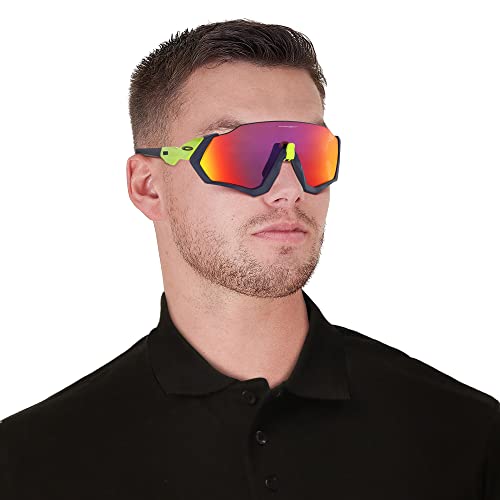 Oakley Men's Oo9401 Flight Jacket Rectangular Sunglasses, Matte Navy/Prizm Road, 37 mm