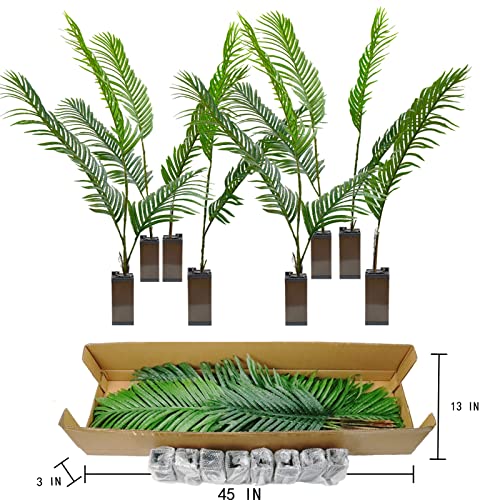 REGIS Artificial Areca Palm Plant, 4FT Fake Palm Tree Plant in Pot, Potted Faux Topiary Silk Tree for Indoor Entryway Decor Outdoor Home Office Gift,2 Pack