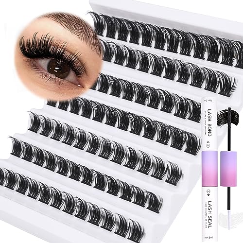 DIY Lash Extension Kit Lash Clusters Kit Fluffy Wispy Cluster Lashes Like Eyelash Extensions Lash Bond and Seal Strong Hold 12-16MM by ALICE
