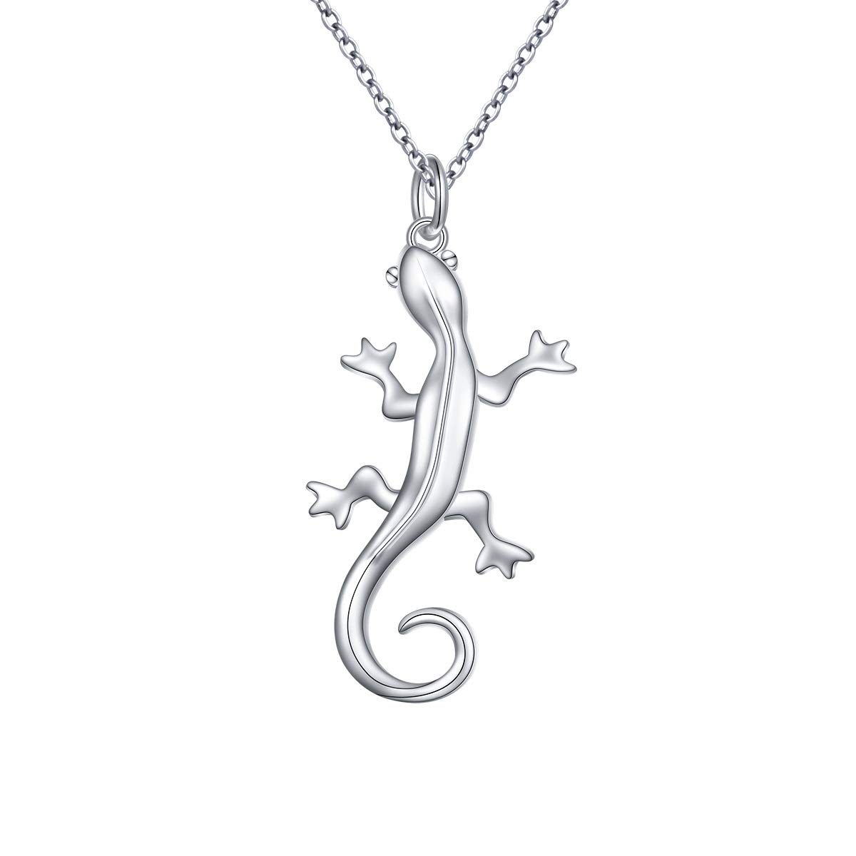 DAOCHONG S925 Sterling Silver Animal Chameleon Gecko Lizard Pendant Necklace for Women Teen Men
