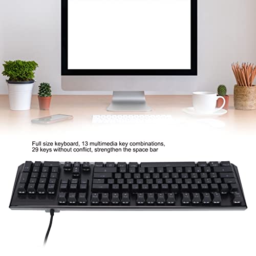 GOWENIC Game Mechanical Keyboard for PC, 104 Keys RGB Backlight Ergonomic Design Wired USB Computer Gaming Keyboard Black