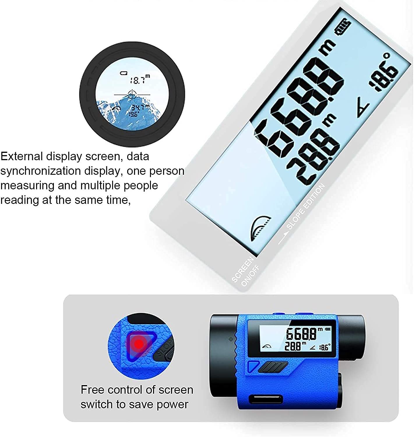 FEABCR Golf Rangefinder,6X Laser Distance Finder,Rangefinder telescope handheld outdoor distance measuring instrument golf height measurement speed angle measurement for Golfing, Hunting, Target Shoot