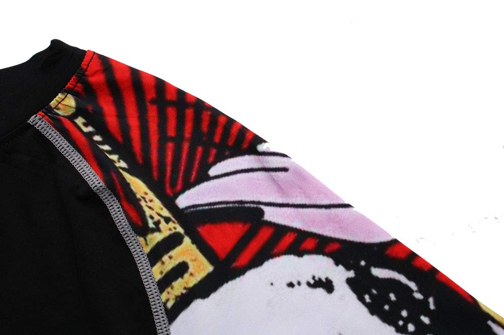 Fanii Quare Men's Soft Fit Long Sleeve Workout Rashguard Cool Dry Compression Fitness Shirt Red Skull XL