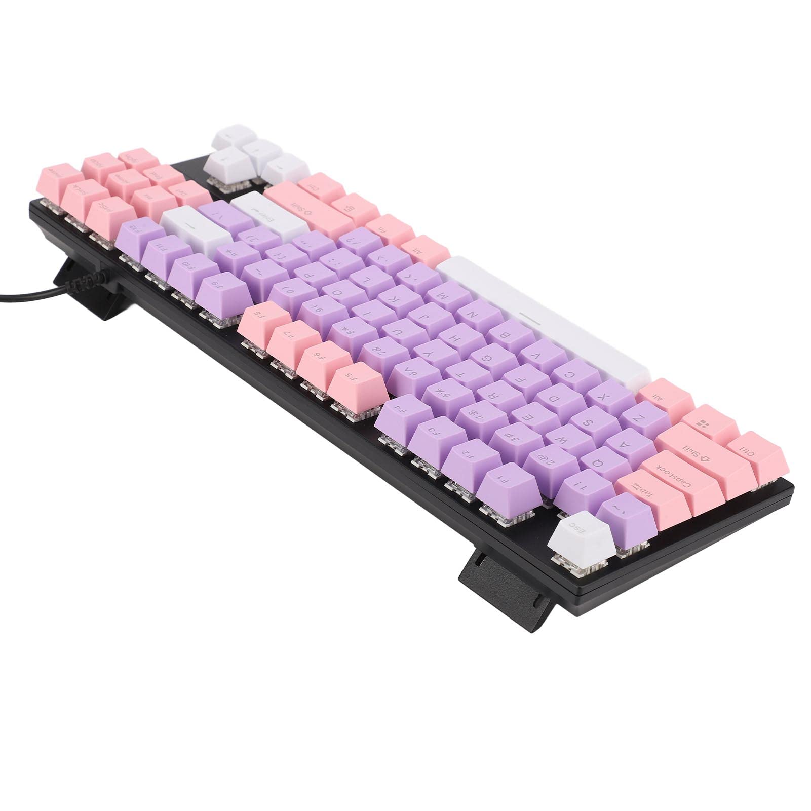 GOWENIC Mechanical Keyboard, 87 Keys Compact Full Key Mechanical Gaming Keyboard with RGB Backlit, Blue Switch, Waterproof, for PC Laptop, for Windows (Pink White)