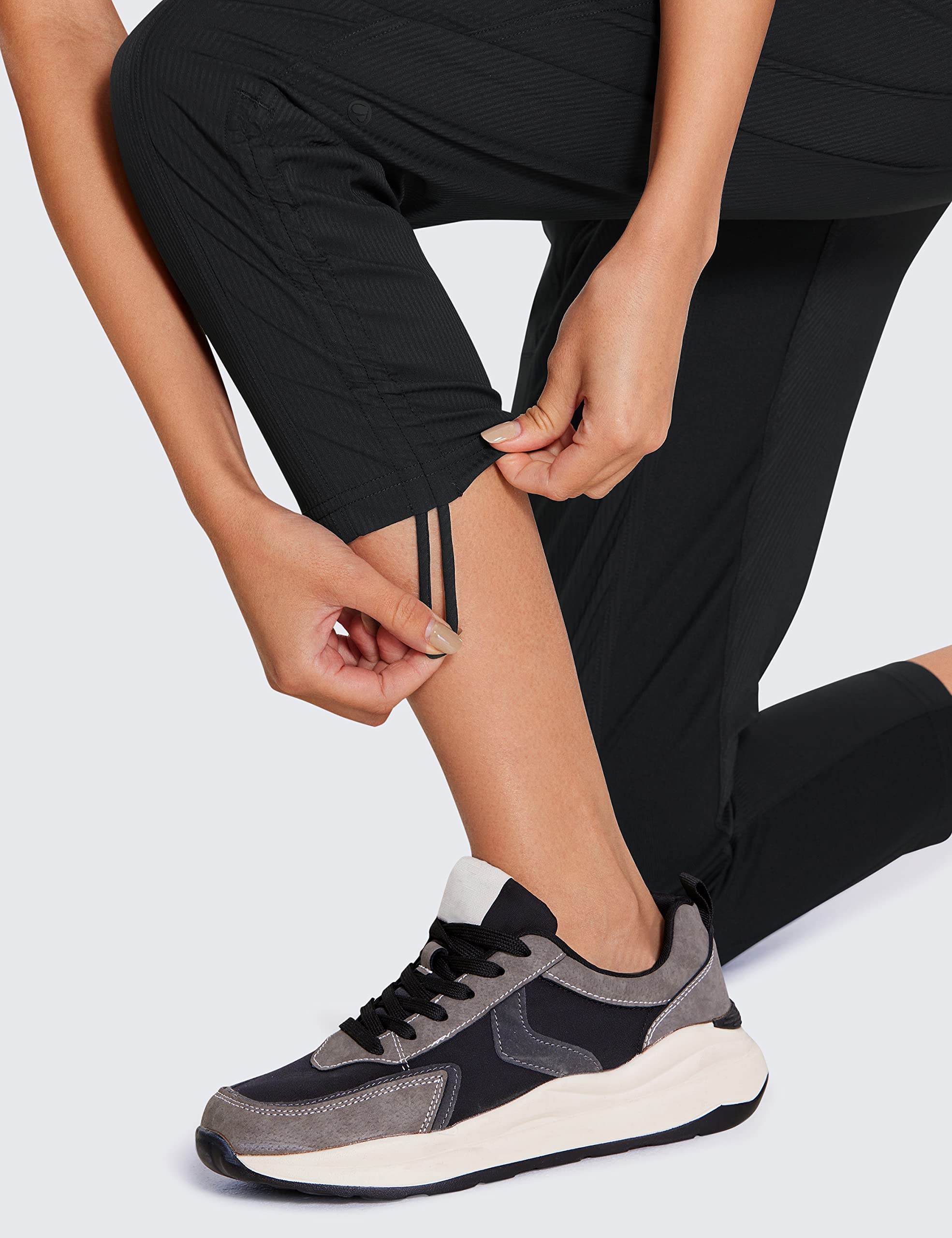 CRZ YOGA Womens Casual 7/8 Pants 25" - Lightweight Workout Outdoor Athletic Track Travel Lounge Joggers Pockets Black Medium