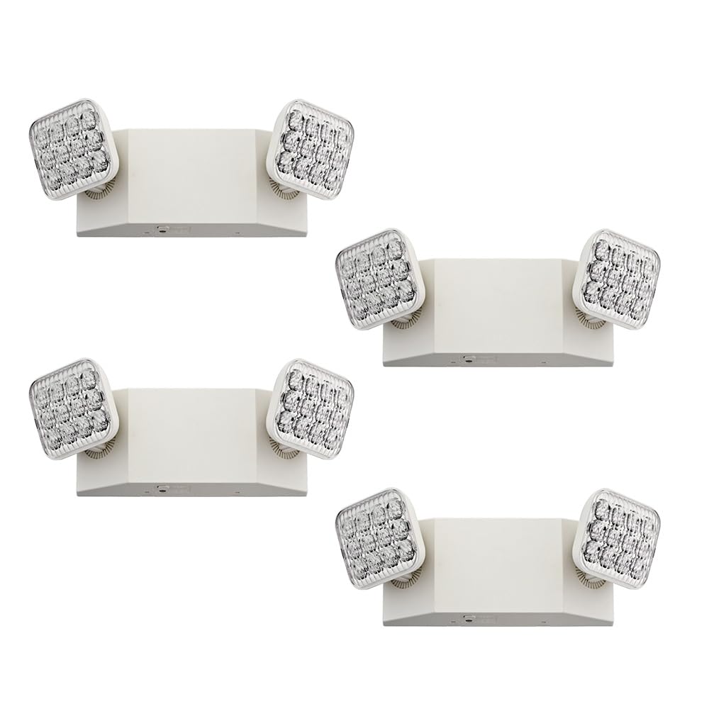 Lithonia Lighting EU2C CP4 LED Two-Headed Emergency Lighting Unit, California Certified, Contractor Pack of 4, White