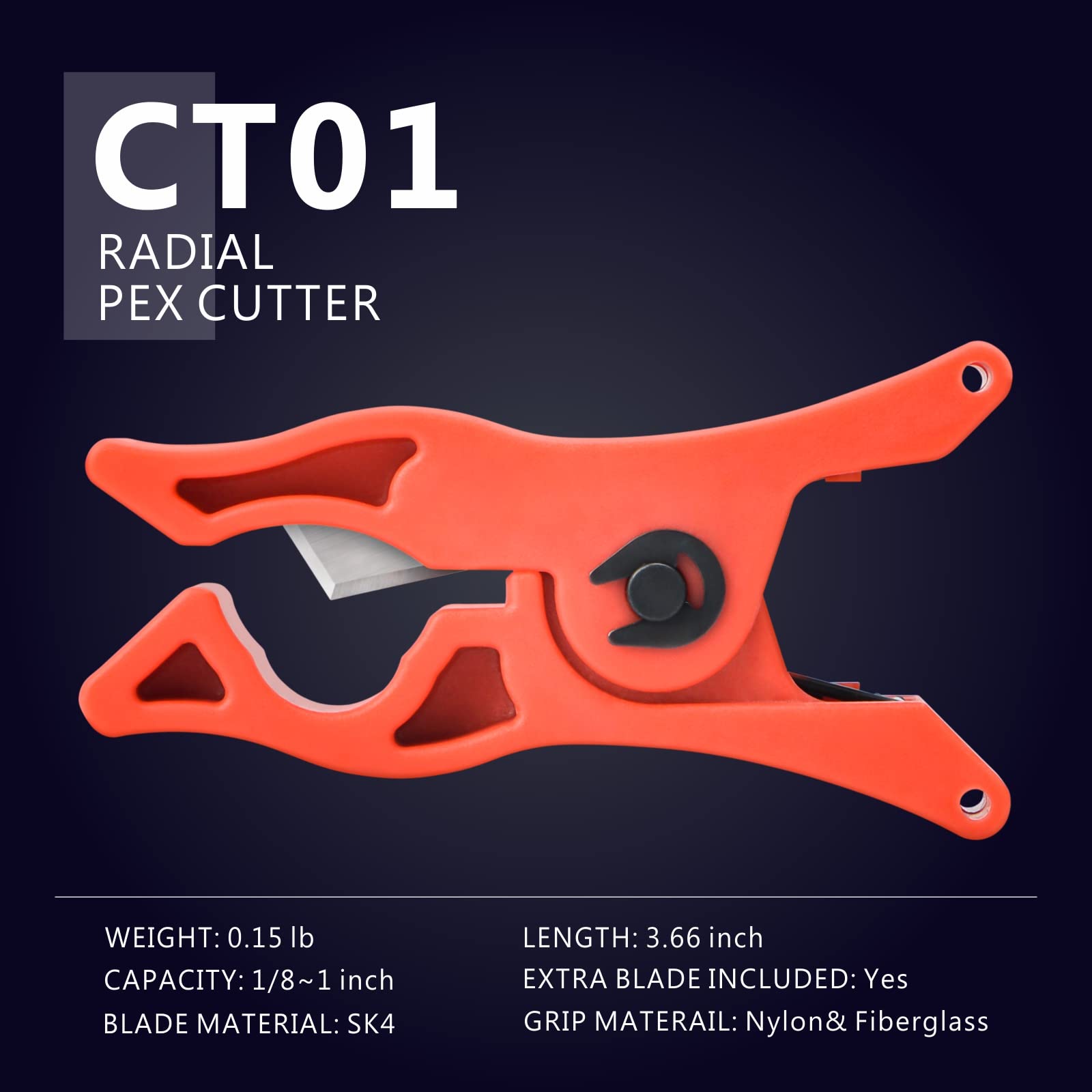 iCrimp PEX Cutter,PEX Tubing Radial Cutting Tool, cuts 3/8,1/2,5/8,3/4 and 1-inch Pipe, Extra blade included