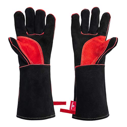 HereToGear Welding Gloves - 16IN - Large to XL Size - Fireproof and Heat Resistant - Great for Fireplaces, Fire Pits, Wood Stoves or Blacksmith Tools