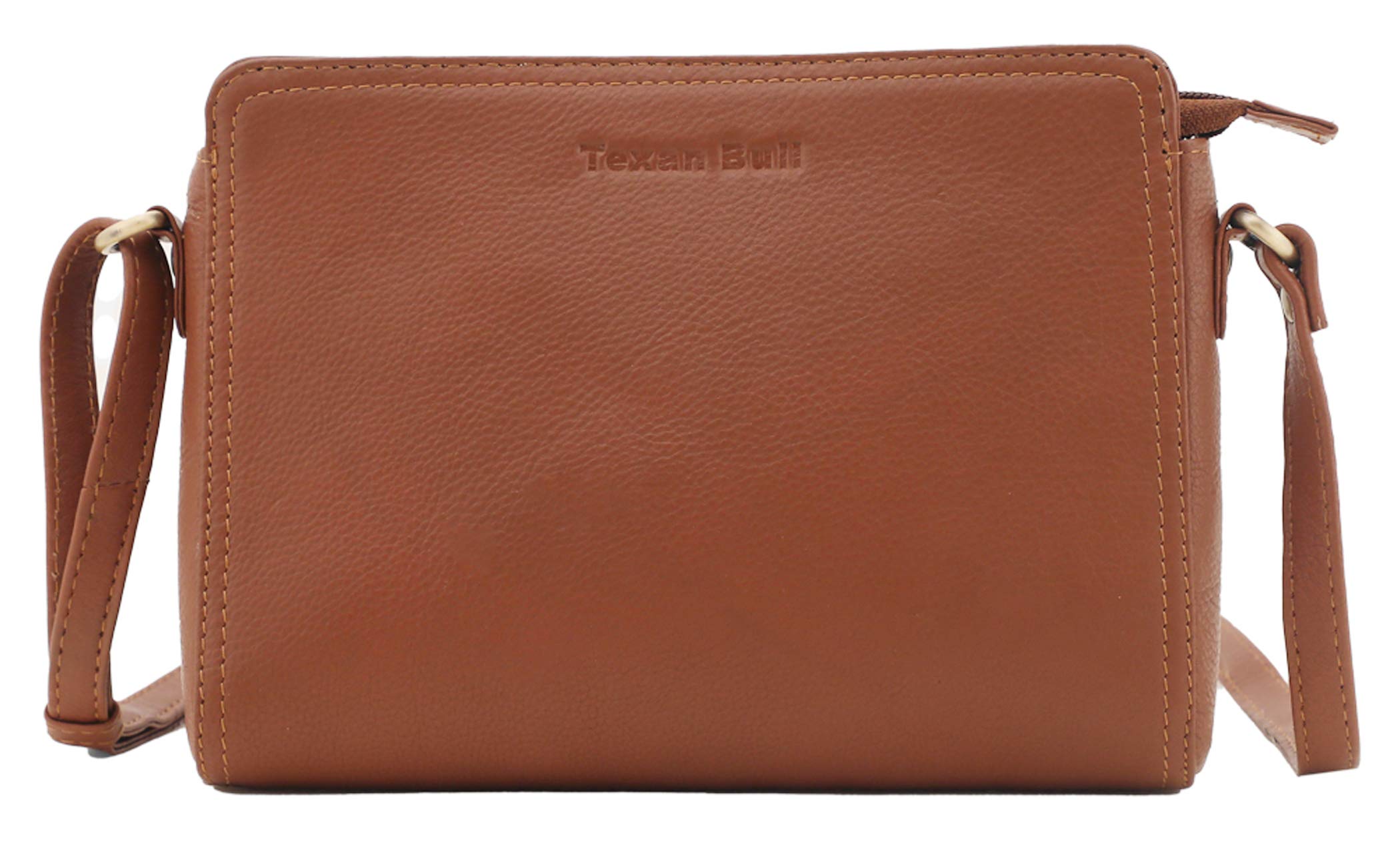 Texan Bull Leather Crossbody Bags For Women- Small Crossover Crossbody Bag With Shoulder Sling Adjustable Strap Womens Purses Purses And Handbags (Tan)