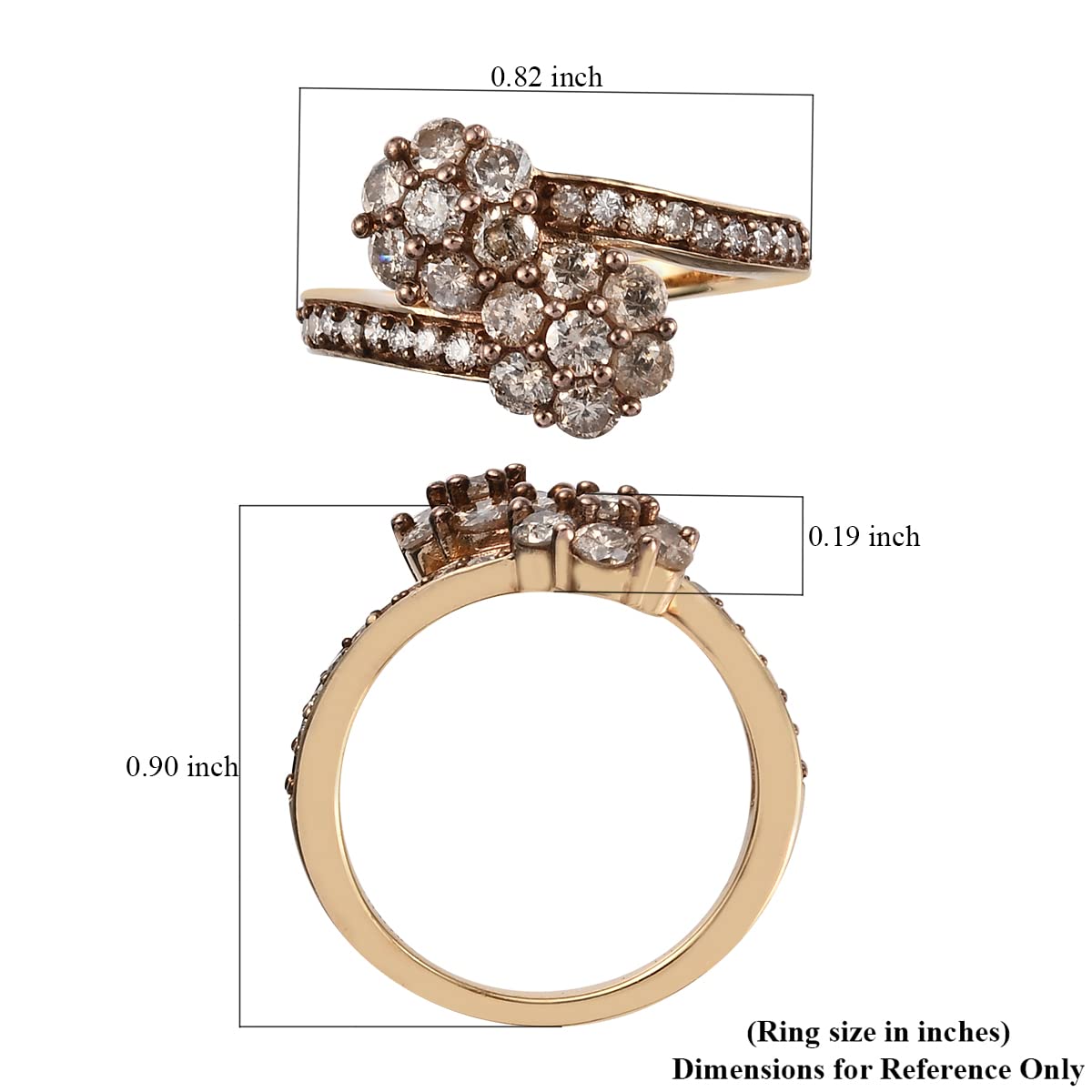 Femme Luxe 18K Yellow Gold Plated Silver 1.00 ct.t.w Champagne Diamond Elegant Cocktail Women's Ring In 925 Sterling Silver (Size: 7)