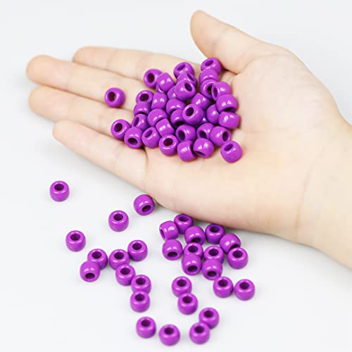 VOOMOLOVE 500 PCS Purple Pony Beads, Bracelet Beads, Beads for Hair Braids, Beads for Crafts, Plastic Beads, Hair Beads for Braids 6x9mm (Purple)