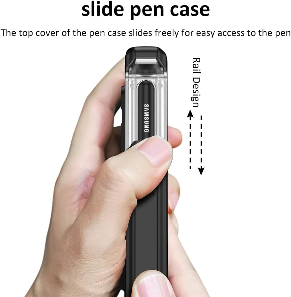 TECHY Samsung Fold 5 Case with Hinge Protection, Galaxy Z Fold 5 Case Built-in Screen Protector & Kickstand with S Pen Holder Case for Samsung Galaxy Z Fold 5 2023, Silver