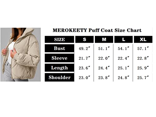 MEROKEETY Women's Long Sleeve Zipper Puffer Jacket Winter Quilted Short Down Coat with Pockets,Green,M