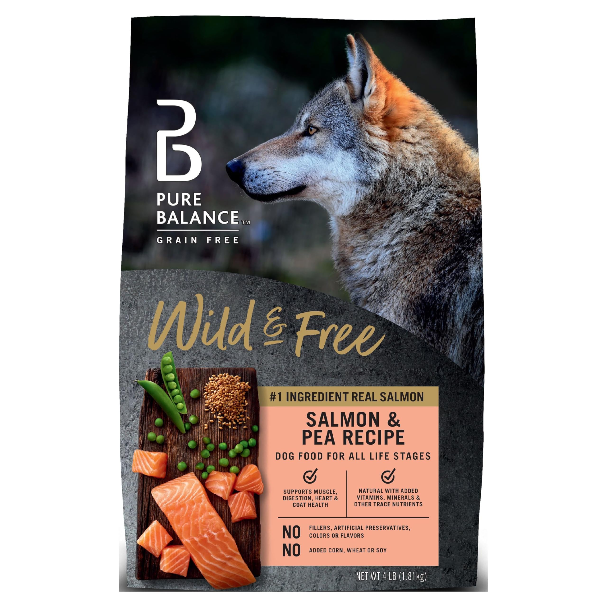 GYCO Wild & Free Salmon & Pea Recipe Dry Dog Food, Grain-Free, 4 lbs - Dry Dog Food for Dogs of All Life Stages - No Added Corn, Wheat, Or Soy