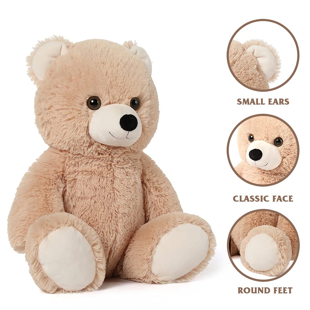 Tezituor Teddy Bear Stuffed Animal, Small 18 inch Teddy Bear Cute Plush Bear, Christmas Birthday Valentines Day Teddy Bear Gift for Girlfriend Girl Boy, Tan