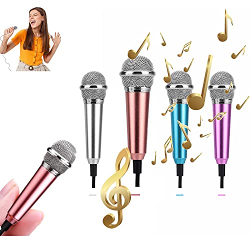 DUDU LYT Mini Microphone, Singing Mic Equipment, Beautiful Vocal Quality, Type Space Saving, Metal Frothing Process,3 .5mm Audio Connector, Suitable for Laptop, iPhone, Android Phone(Rose Golden)