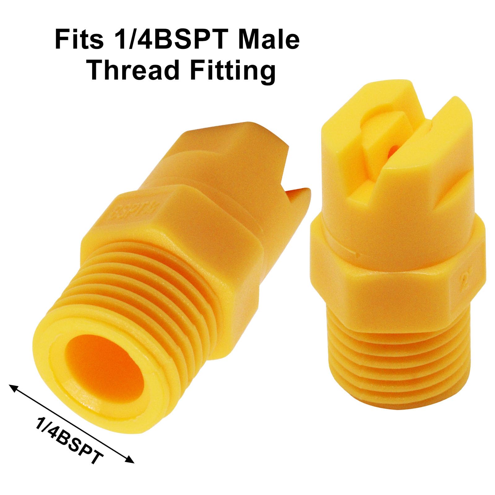 Sydien 20Pcs Plastic 1/4 BSPT Male Thread Flat Fan Sprayer Tip 80 Degrees Nozzles For Cooling, Agricultural Irrigation, Waste Gas Treatment Yellow