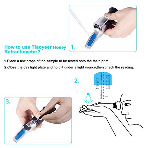Honey Refractometer with ATC - Tiaoyeer Refractometer for Honey Moisture, Brix and Baume, 58-90% Brix Scale Range Honey Moisture Tester (Honey Refractometer)