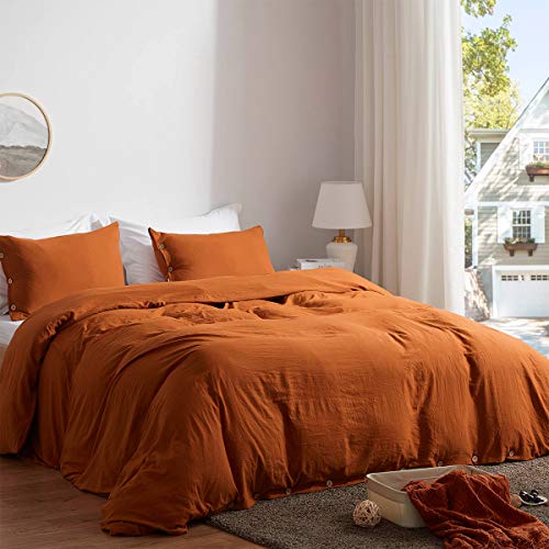 SunStyle Home Twin Size Duvet Cover Set with Buttons Closure Umber, 2 Pieces Solid Color Ultra Soft Skin-Friendly Comforter Cover Set (1 Duvet Cover +1 Pillowcase)