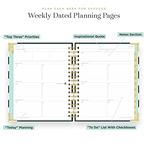 Day Designer 2023-2024 Weekly Planner, July 2023 - June 2024, 7.4x9.5 Page Size (Black Stripe)