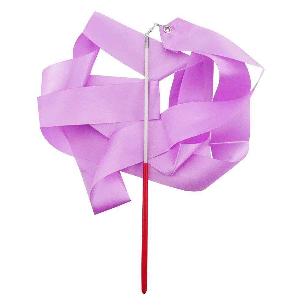 FAZHBARY 2 Pack Rhythmic Gymnastics Wands Praise Dancing Streamers for Kids Baton Twirling Talent Shows Artistic Dancing (Lilac Colour)