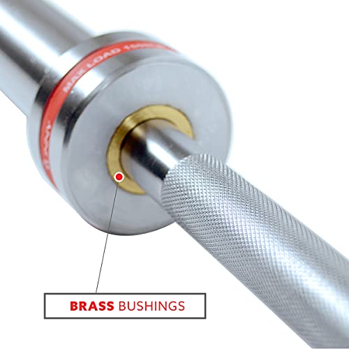 Sunny Health & Fitness 86" 1500 lbs Capacity Olympic Bar, Small with Shark Clamp Lock Collars for Olympic Barbells