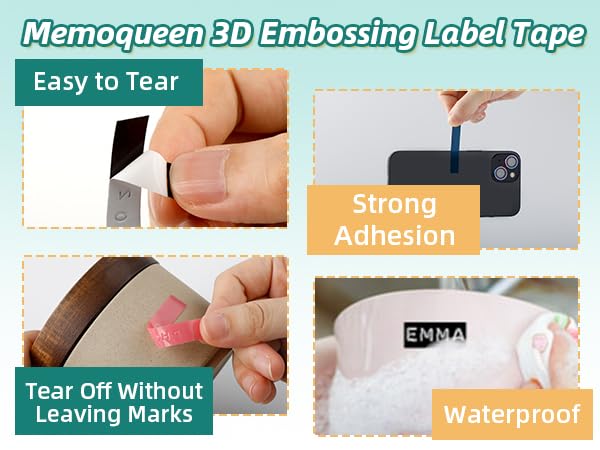 Memoqueen Embossing Label Maker with 3 Tapes,Old School Label Makers Embosser,3D Portable Embossed Label Printer for Organization Home and DIY Crafting -E975 Green