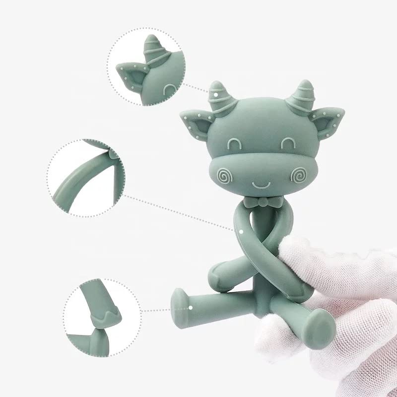 DarDaf Teether Cow (Blush) Baby Teething Toys, Silicone Baby Teether Baby Chew Toys Freezer Safe BPA Free, Soothe Babies Gums Teething 1.0 Count