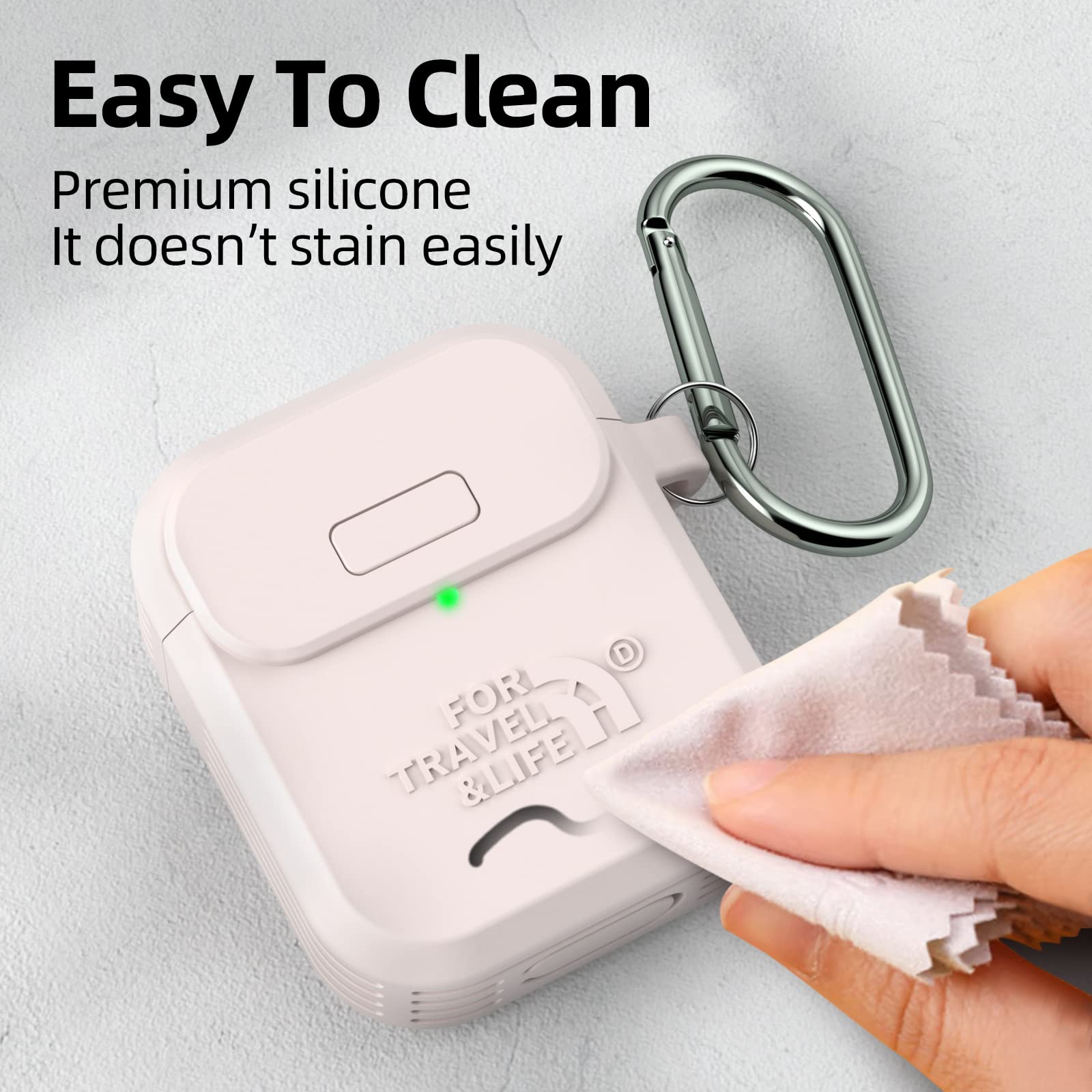 Doboli AirPods Case 2nd & 1st Generation, Khaki, Protective Silicone Cover, Secure Lock, Easy Access