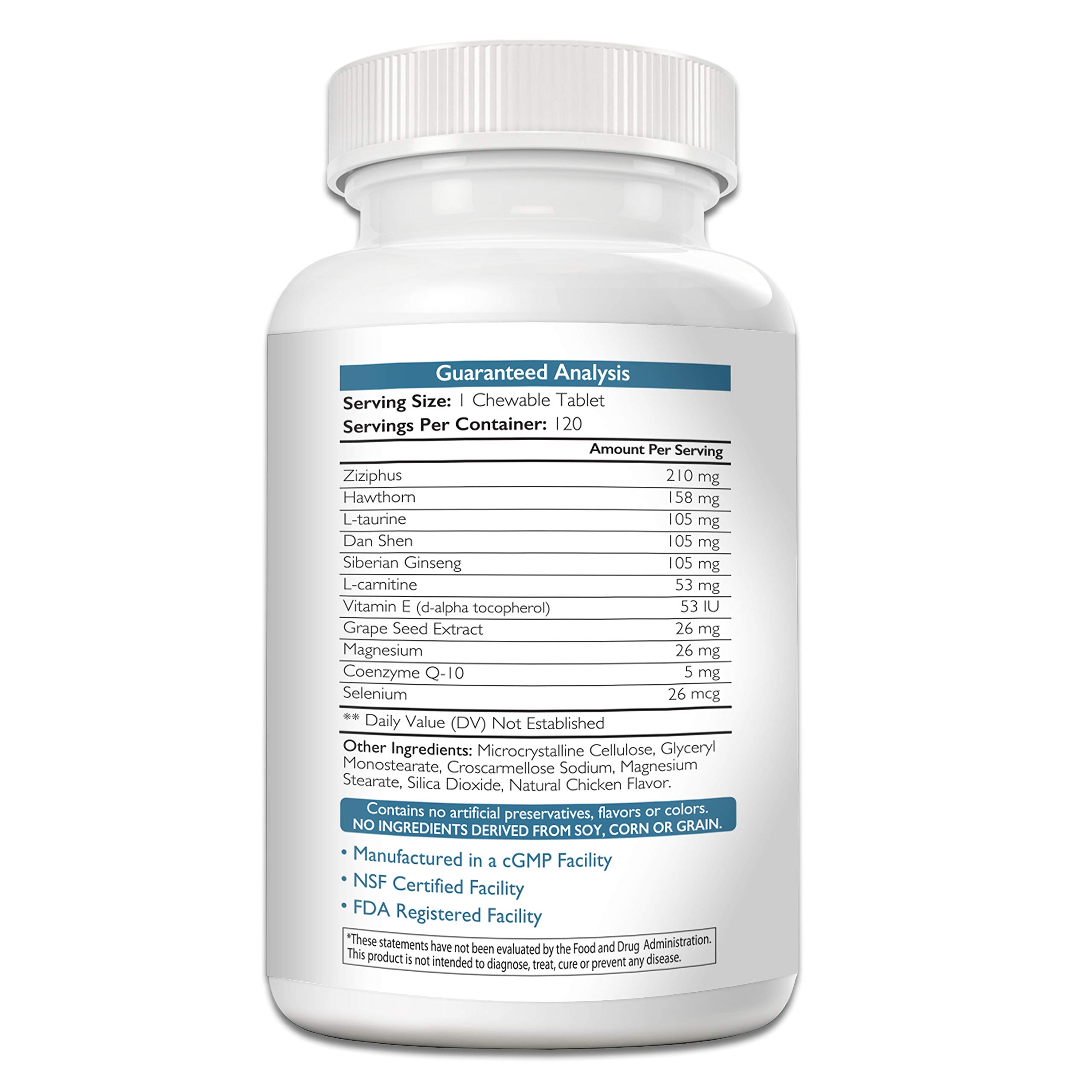 Nutrition Strength Cardio Support for Dogs Plus Antioxidant, L-Carnitine, L-Taurine, with Coenzyme Q10 and Vitamin E, Promotes a Healthy and Strong Dog Heart, 120 Chewable Tablets