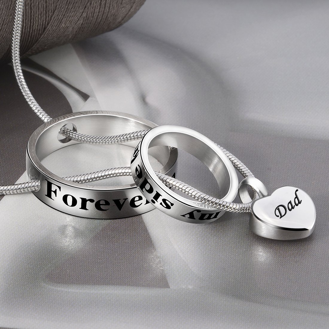 Cremation Jewelry No Longer by My Side, Forever in My Heart Carved Locket Cremation Urn Memorial Necklace Keepsake Urn Pendant for Dad (Dad)