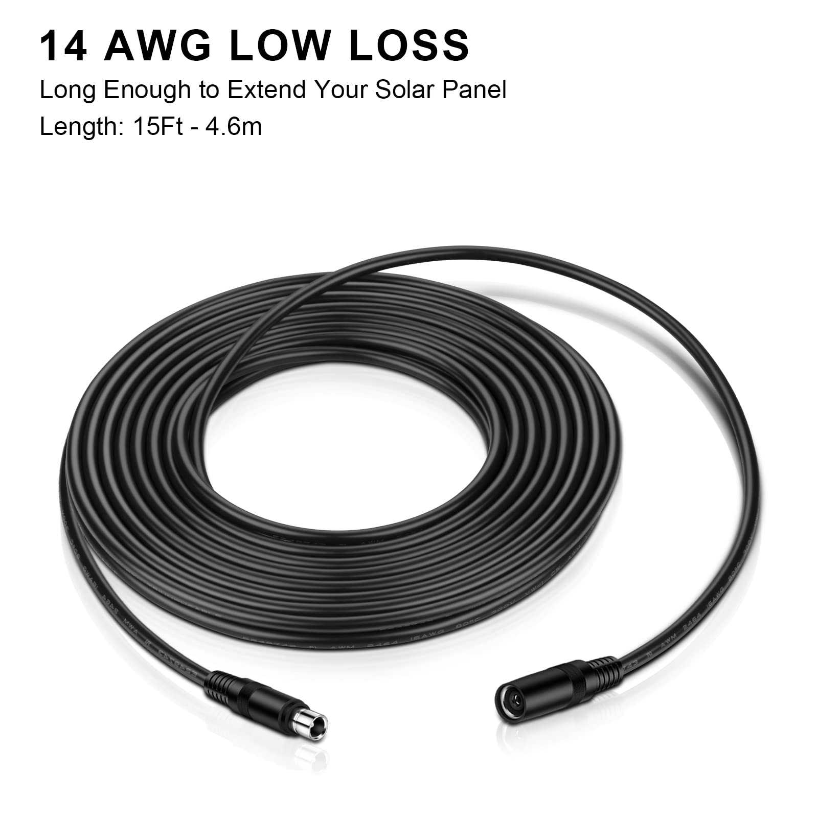 iGreely 8mm Extension Cable DC 8020 Cord Compatible with Jackery 1500 2000 for Solar Generator Portable Power Station and Solar Panel 14AWG (15Ft)
