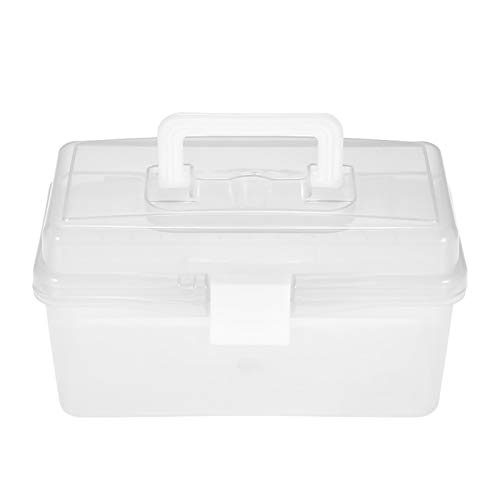 HUIOP Craft Storage Container,Clear Plastic Art Storage Box Watercolor Oil Painting Supplies Multipurpose Case Portable for Artists Students