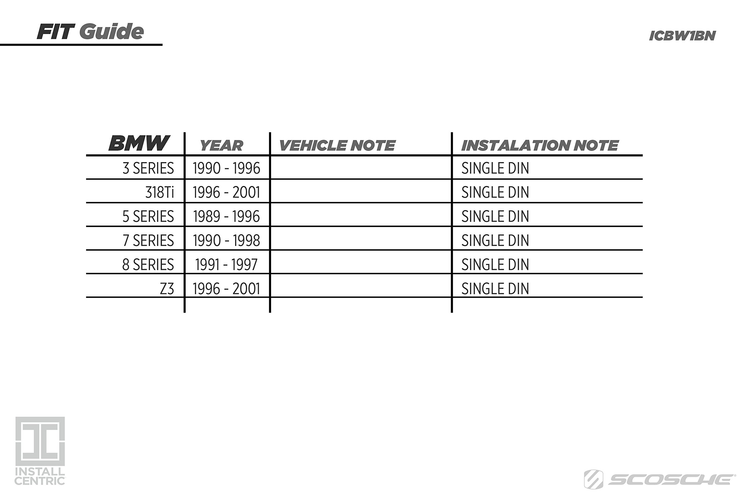 SCOSCHE Install Centric ICBW1BN Compatible with Select BMW 1990-02 Complete Basic Installation Solution for Installing an Aftermarket Stereo